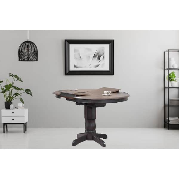 Counter Height Table, 42" x 42" x 60", Antiqued Grey Stone/Black Stone ...