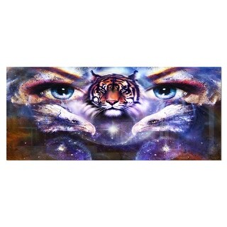 Designart 'Tiger, Eagles and Woman Eyes Collage' Animal Metal Wall Art ...