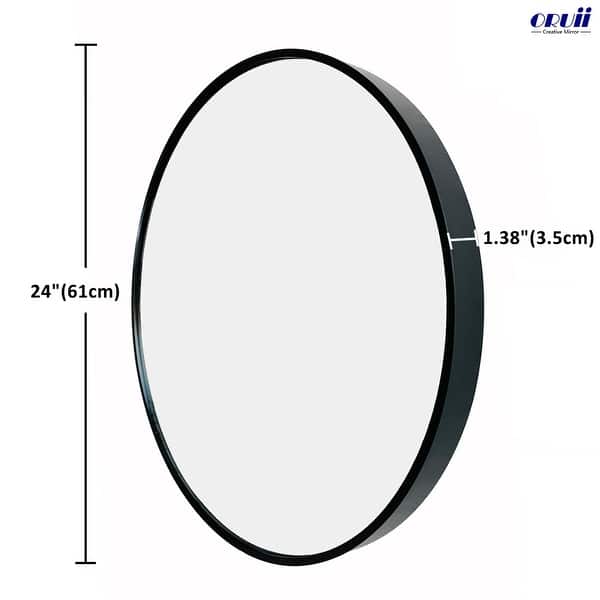 Round Mirror, Black Round Mirror 24 inch, Round Wall Mirror Metal Frame ...