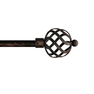 Lavish Home - Twisted Sphere Curtain Rod 48-84-inch, Brass - On Sale ...