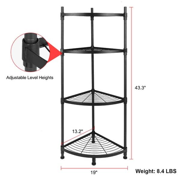 4 Tier Corner Display Rack Multipurpose Metal Shelving Unit, Bookcase ...