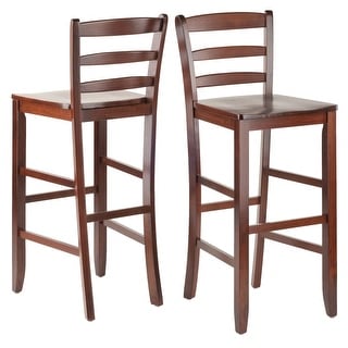 Wood Benjamin Ladder-Back Bar Stools, Set of 2, Walnut Finish - Bed ...