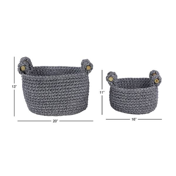Grey Polyester Coastal Storage Basket (Set of 2) - S/2 13", 11"H - Bed ...