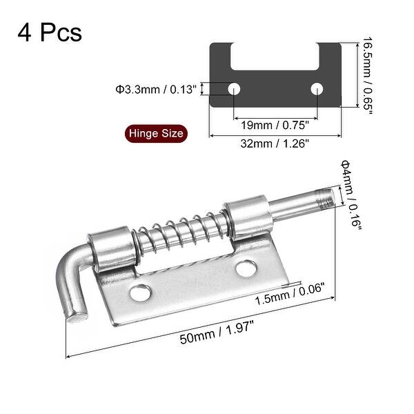 Spring Loaded Latch Pin, 4Pcs Stainless Steel Right-Handed with Hole ...