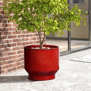 Red Wine Round Ceramic Planter, Indoor and Outdoor - Bed Bath & Beyond ...