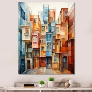 Designart "Cubism Art Multidimensional III" Cubism Canvas Print - Bed ...