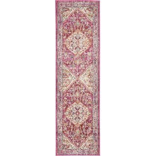2' x 8' Ivory and Pink Oriental Runner Rug - 3'6" - Bed Bath & Beyond ...