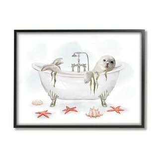 Stupell White Harp Seal Ocean Inspired Bath Animal Framed Wall Art ...