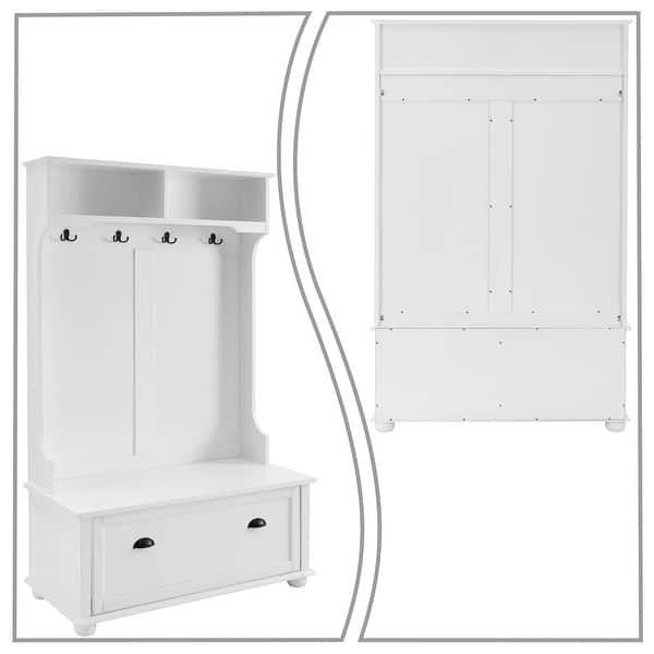 Modern Minimalist Freestanding Wooden Storage Hall Tree with Solid Wood ...