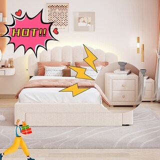 Queen Size Teddy Eye-catching Design Fleece Upholstered Platform Bed ...