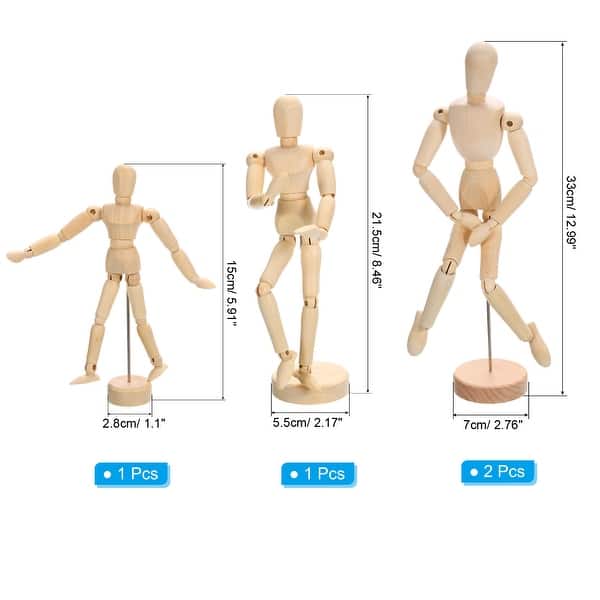 4Pcs 3 Size Wooden Mannequin Figure Artist Drawing Manikin Model - Bed ...