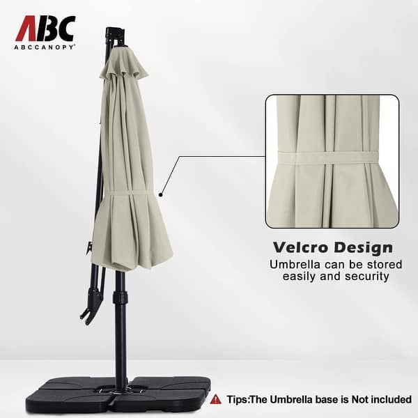 10FT Cantilever Umbrella Offset Hanging Patio Umbrella with Base Stand ...