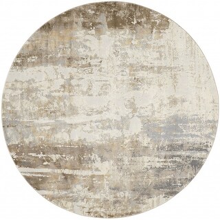 8' Tan Ivory And Gray Round Abstract Area Rug - 3'6" - Bed Bath ...