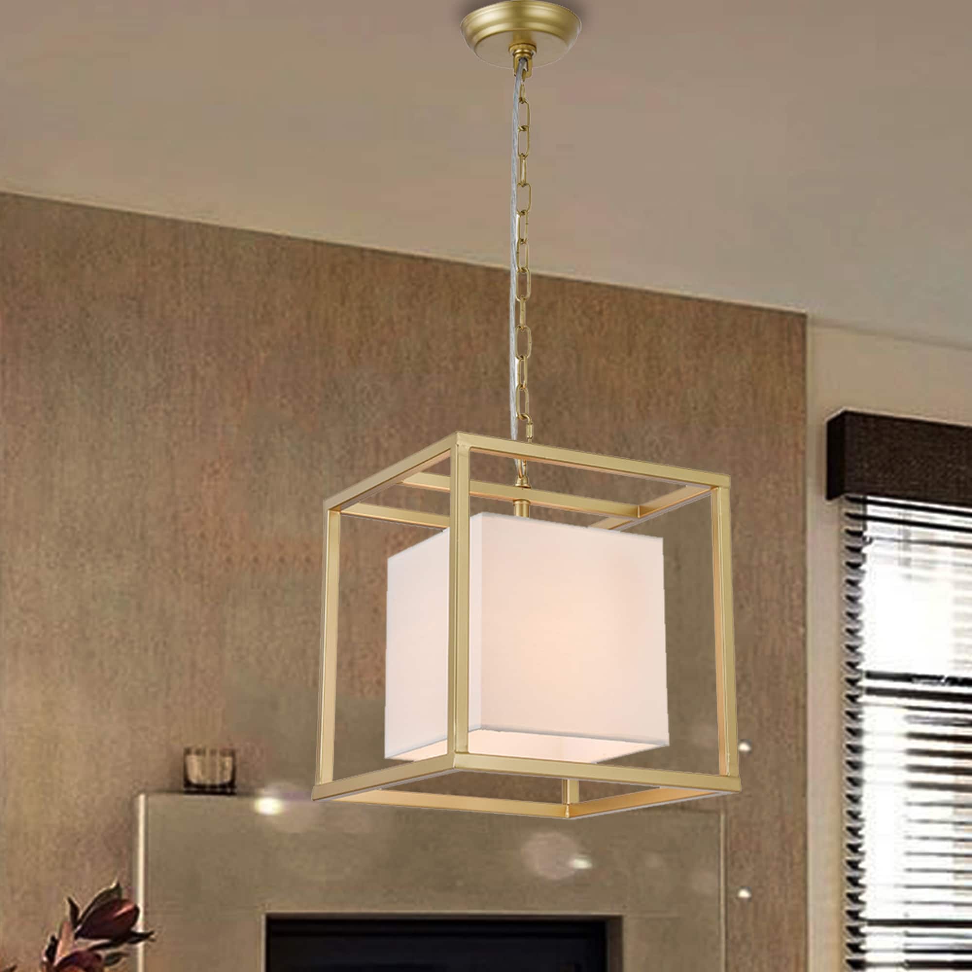 Lussa 1-Light Square Gold 12-Inch Pendant - On Sale - Bed Bath & Beyond ...