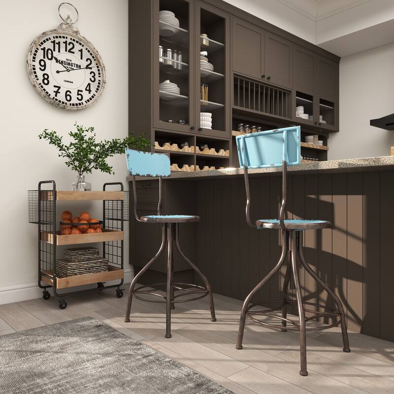 Old Look Baby Blue Bar Chair With Adjustable Seat - On Sale - Overstock ...