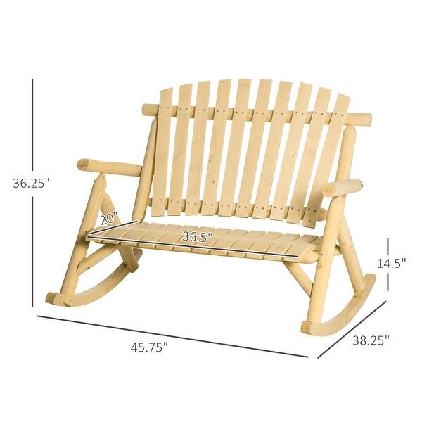 Wooden Porch Rocking Bench with High Rise Slatted Seat and Backrest ...