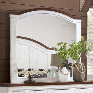 Amelia Mirror in Distressed White/Walnut - Distressed White/Walnut ...