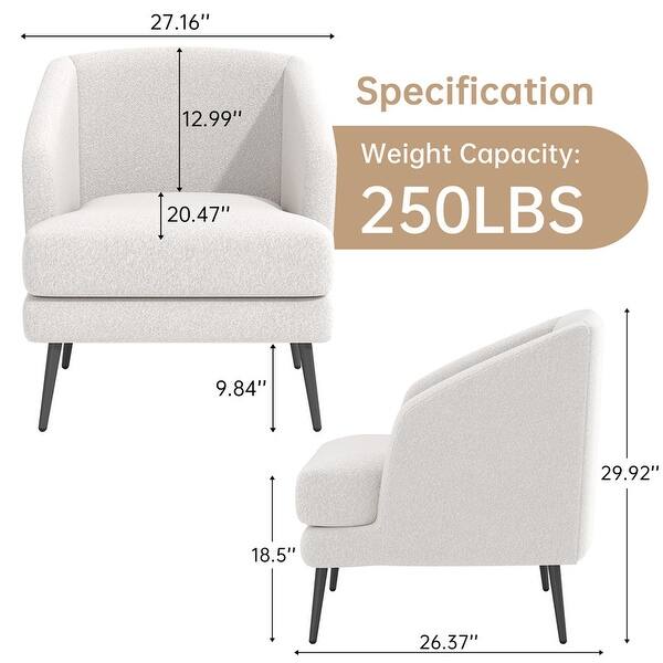 Grondin Mid-Century Modern Style Upholstered Accent Barrel Chair with ...