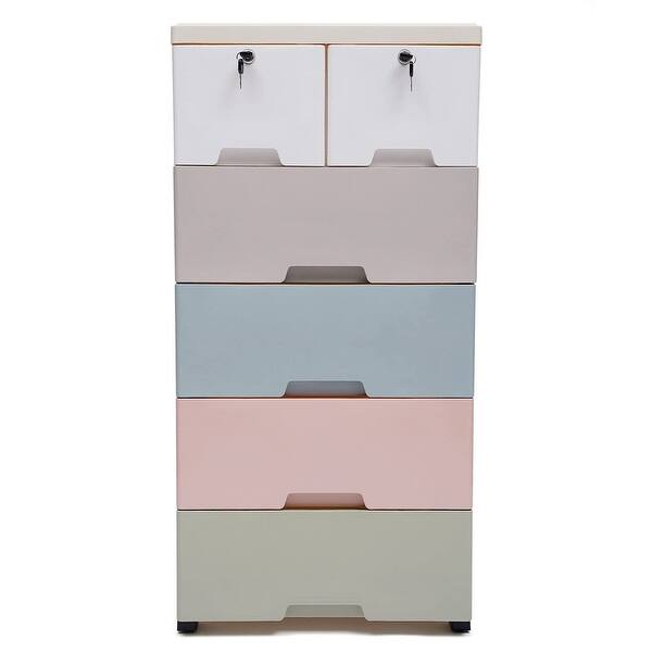 5 Tier Plastic Type Drawers Dresser Storage Cabinet Stackable ...