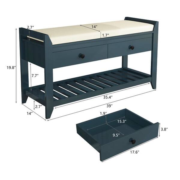 Multi-purpose Shoe Rack with Cushioned Seat and Drawers - Bed Bath ...