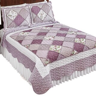Ruffled Edge Floral Trellis Design Patchwork Quilt - Bed Bath & Beyond ...