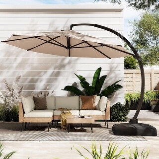 11FT Round Aluminum Cantilever Patio Umbrella with 360°Rotation, Heavy ...