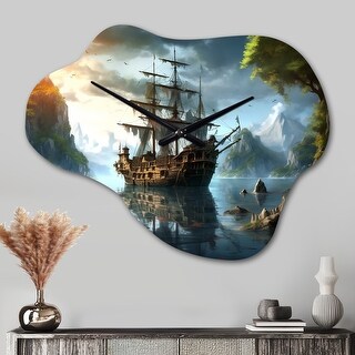 Designart - Pirate Ship At Sea - Pirate Large Wall Clock in ...