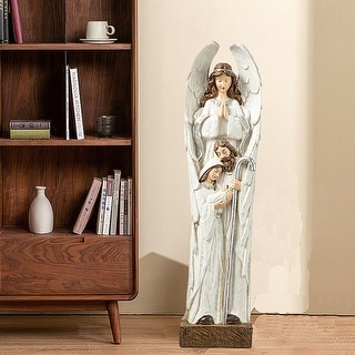 Glitzhome 30.5"H Ivory Resin Blessing Angel Statue Nativity Scene with ...