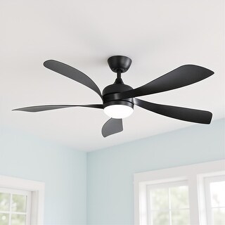 45/52" Ceiling Fan w/ 18W 3-Color LED, Quiet DC Motor, Memory Function ...
