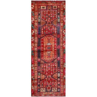 Noori Rug Fine Vintage Distressed Inkar Red/Navy Runner - 3'5" x 9'10 ...