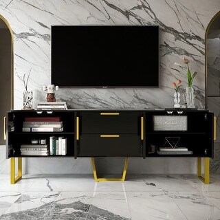 Wood TV Console Table, TV Stand for TVs up to 75 Inches, Storage ...