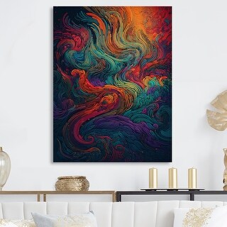 Designart "Rainbow Colored Waves III" Modern Waves Metal Wall Art - Bed ...