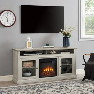 TV Stand with 18" Fireplace Insert with Storage Space,Television Table ...