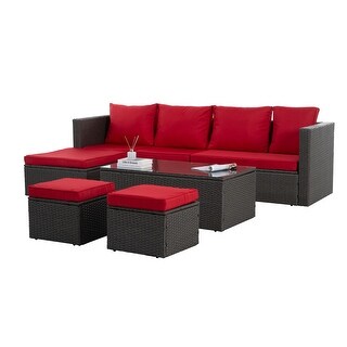 7 Pcs Matel Tube Structure Patio Sofa Set for Poolside, Backyard ...