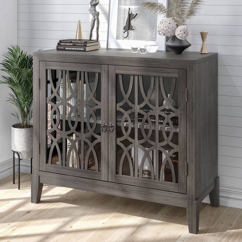 Exquisite Console Table with Doors and Adjustable Shelf - Overstock ...