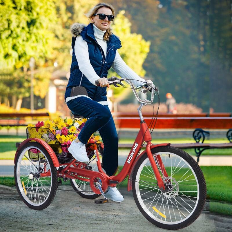 Adult Foldable Tricycle Bike - 24" Wheels, 7-Speed, Basket - On Sale ...