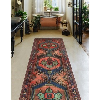 Fine Vintage Distressed Wain Rose/Navy Runner - 3'4" x 8'9" - Bed Bath ...