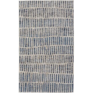 8' X 10' Blue And Ivory Floral Power Loom Distressed Area Rug - 3'6 ...