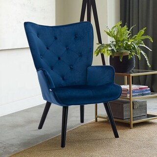 Upholstered Seat High Back Barrel Chair Modern Velvet Fabric Leisure ...