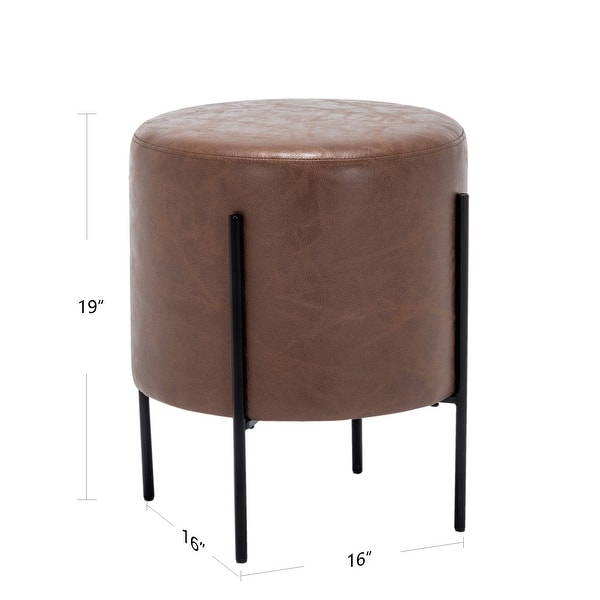 WOVENBYRD 16" Modern Round Ottoman with metal base - Bed Bath & Beyond ...