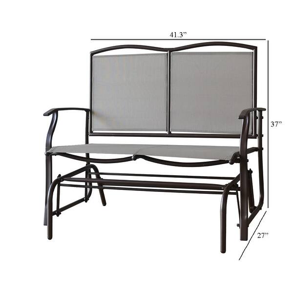 Devani 2-Person Brown Outdoor Loveseat Glider with Mix Tan Sling - Bed ...