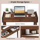 39.5" Wicker Computer Desk with Drawers Shelf Storage and Anti-Falling ...