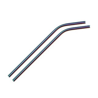 Reusable Metal Straws 2Pcs, Stainless Steel Bent Straw 10.5" Long - Bed ...