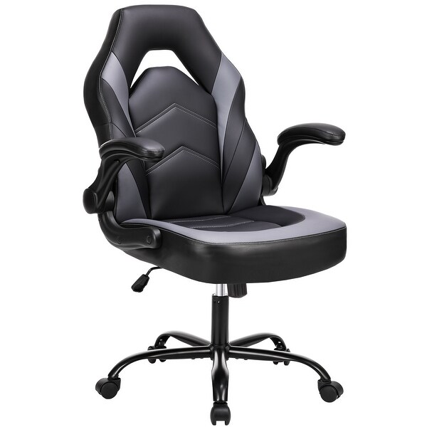 Gray Gaming Chair with Lumbar Support Height Adjustable Rolling Office Chair Bed Bath Beyond 41148322