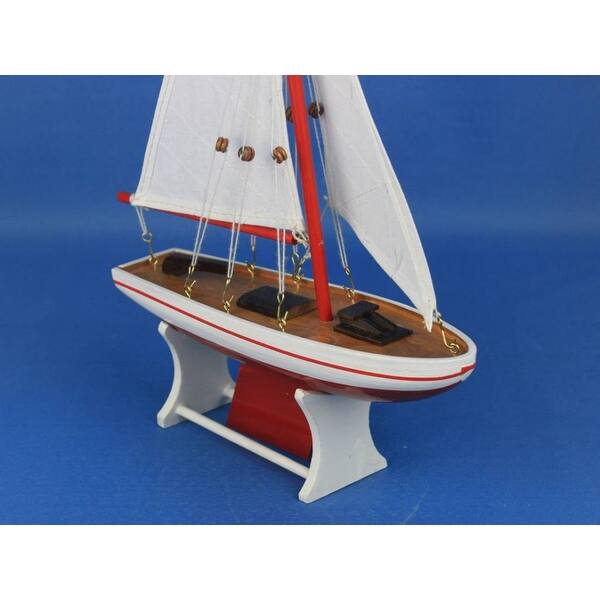 Wooden Decorative Sailboat Light Blue Sailboat Model - 8" L x 2.5" W x ...