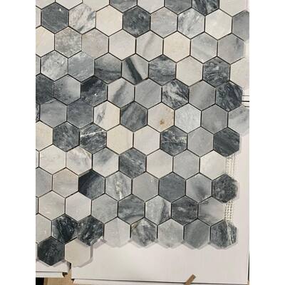 M2 Mosaic Hexagon Marble 10 Pieces 12" x 12" Interlock Pebble Tile ...