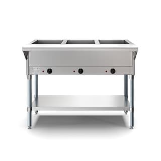 3-Pan Open Well Commercial Electric Stainless Steel Steam Table with ...