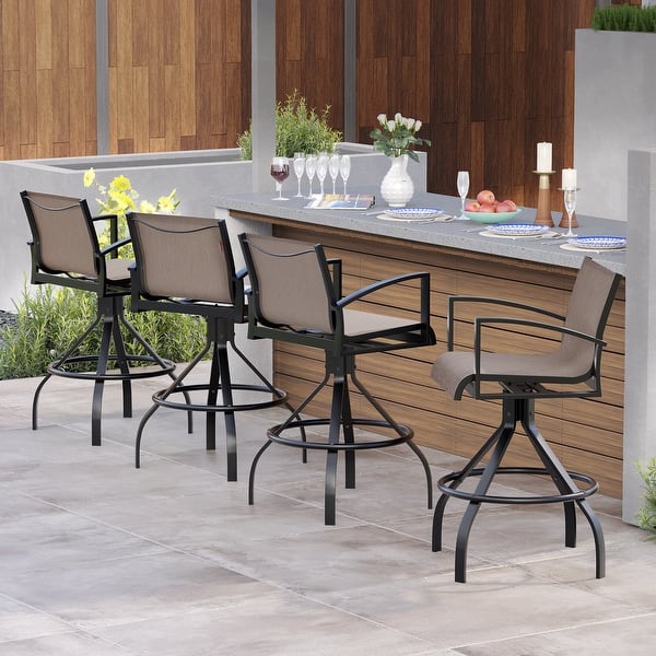 Outdoor Swivel Bar Stools Sunbrella Textilene Aluminum Patio Bar Chairs ...