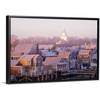 "Nantucket sunrise townscape" Black Float Frame Canvas Art - Bed Bath ...