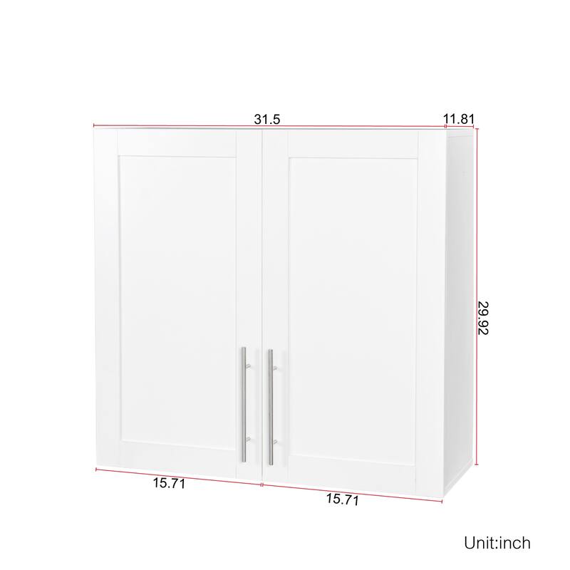 White Stackable Wall Mounted Storage Cabinet - Overstock - 37522253